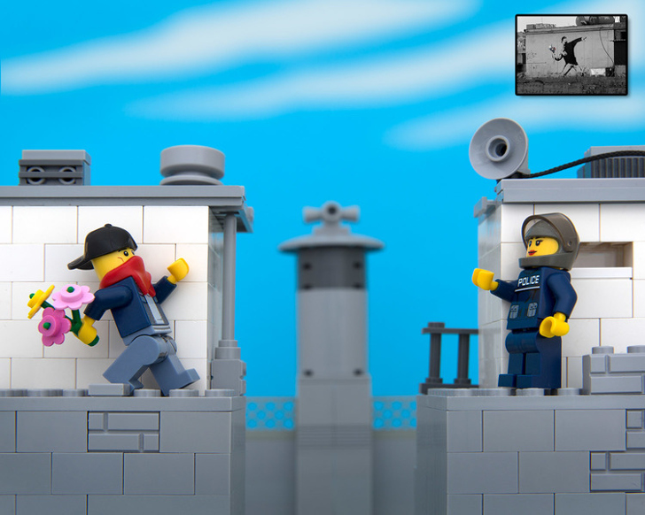 Bricksy: 20 Classic Banksy Street Artworks Recreated in LEGO - WebUrbanist