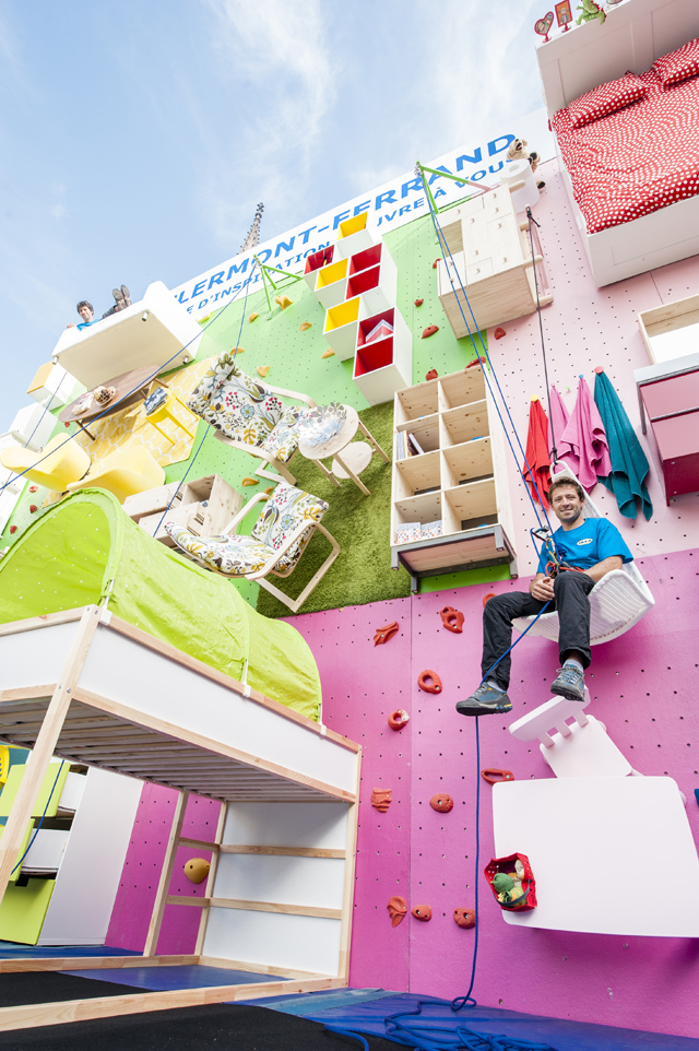 IKEA Flips Condo Sideways to Create Furniture Climbing Wall | Urbanist