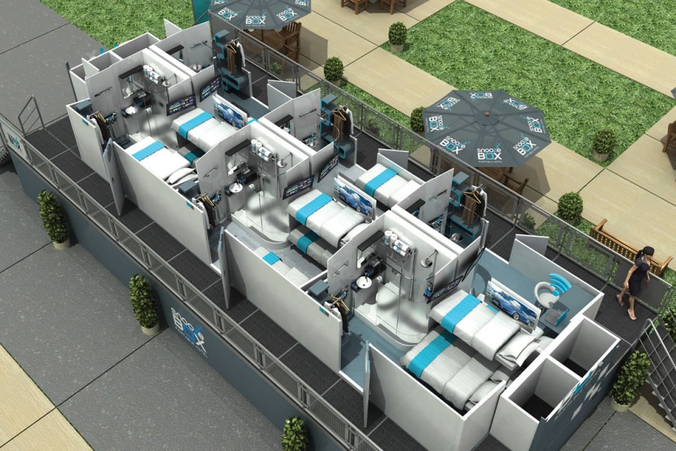Snoozeboxes: Mobile Container Hotels Travel by Truck & Rail - WebUrbanist