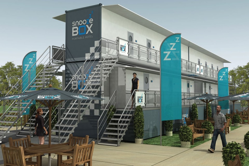 Snoozeboxes: Mobile Container Hotels Travel by Truck & Rail - WebUrbanist