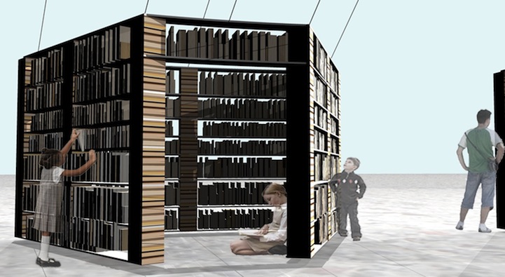 Big Free Library: Public Pavilion Built of 50,000 Stacked Books ...