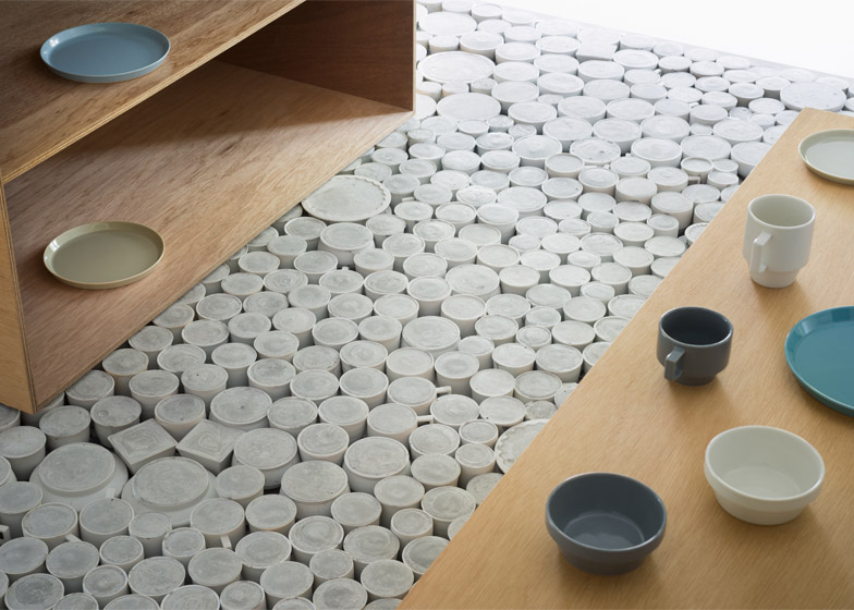 Stacked Ceramics: Shop Floor Made from 25,000 Pieces of Pottery ...