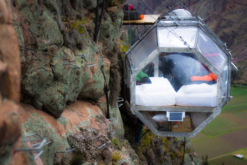Scary Skylodge: Geometric Glass Hotel Pod Clings to a Cliff | Urbanist