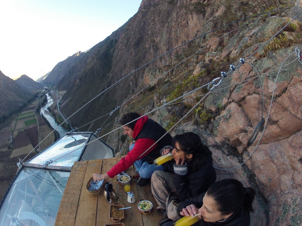Scary Skylodge: Geometric Glass Hotel Pod Clings to a Cliff - WebUrbanist