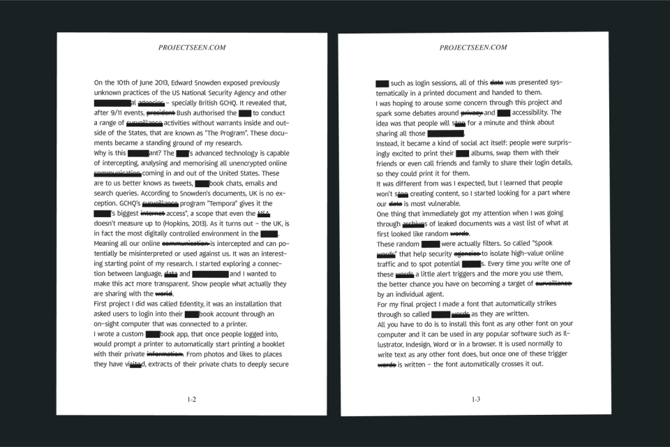 Self-Censoring Font Automatically Redacts Fed Watchlist Words - WebUrbanist