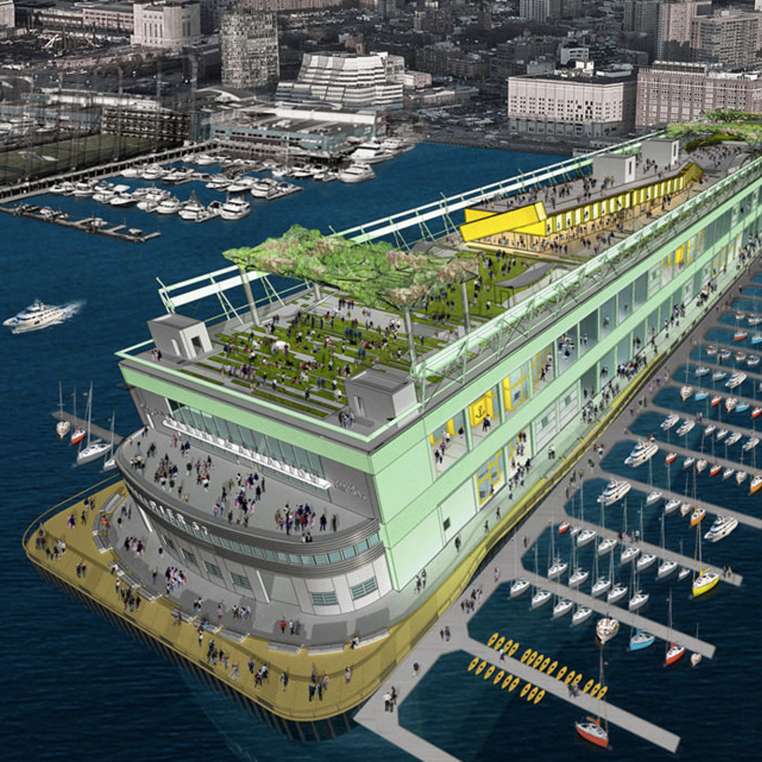 Super Pier: Green-Roofed Modular Cargo Container Mall for NYC | Urbanist