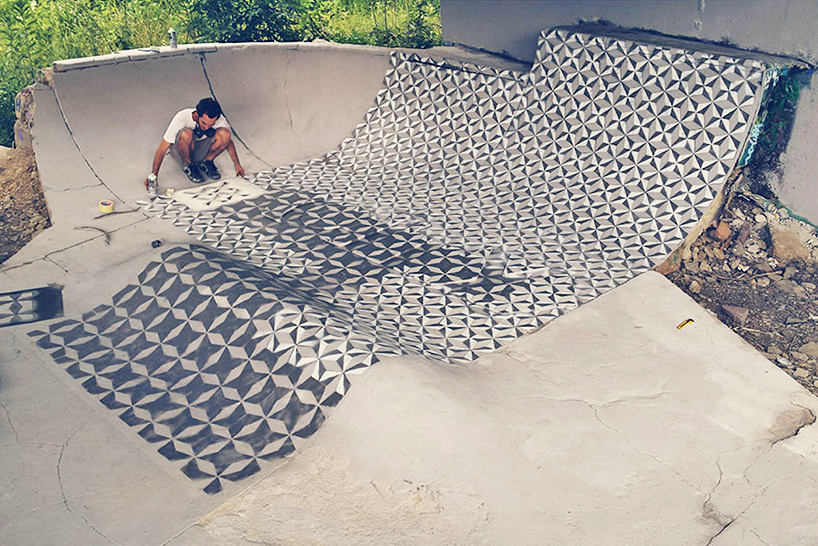 Mosaic Murals: Tile Patterns Spray-Painted in Deserted Spaces - WebUrbanist