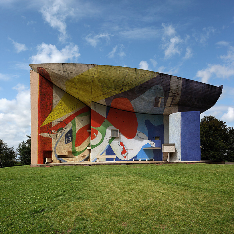 Le Corbusier Murals Applied as Graffiti to Notre Dame du Haut - WebUrbanist