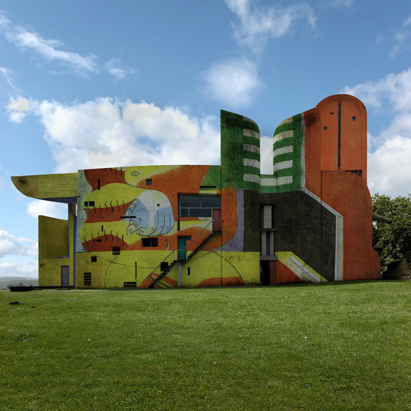 Le Corbusier Murals Applied as Graffiti to Notre Dame du Haut - WebUrbanist