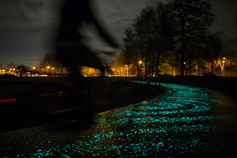 Night Riding: Glowing Blue Bike Trail in Poland Powered by Solar Energy ...