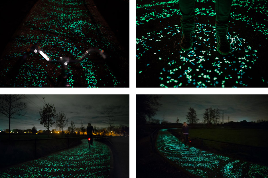 Night Riding: Glowing Blue Bike Trail in Poland Powered by Solar Energy ...