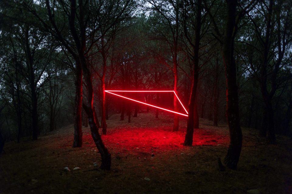 The Red Line: Moody Neon Light Installations in Remote Places - WebUrbanist