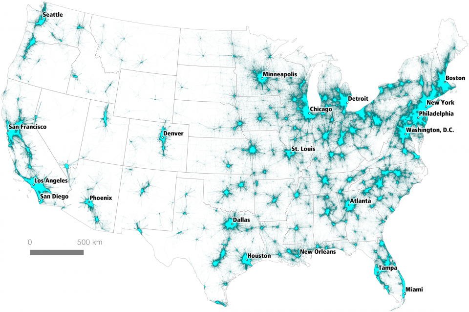 US Megaregions: Algorithm Redefines Boundaries of Metropolitan Areas ...