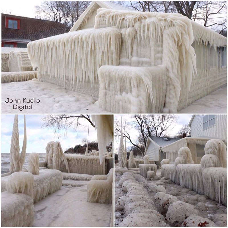 Cold Frontage: Storm Leaves Waterfront House Encased in Frozen Waves ...