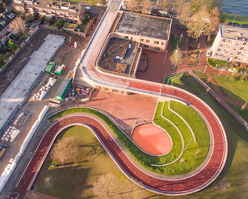 Looping Bicycle Bridge Lets Cyclists Ride Right Over a School Roof ...