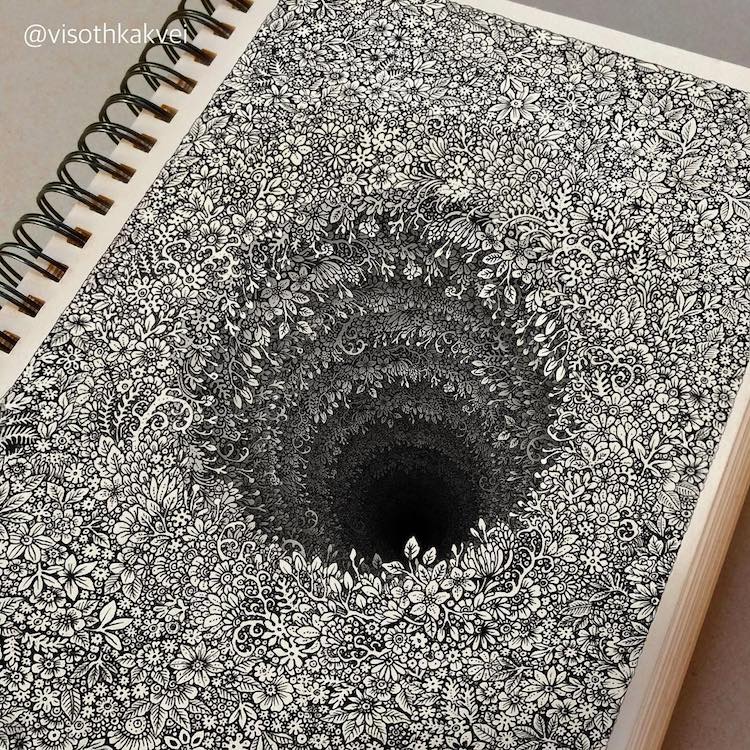 Magic Ink: Highly Detailed Optical Illusion Drawings Pop Off the Page ...