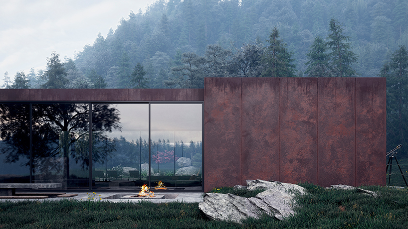 Steely Look: Weathering Metal Forest Retreat Uses Mesh to Foster ...