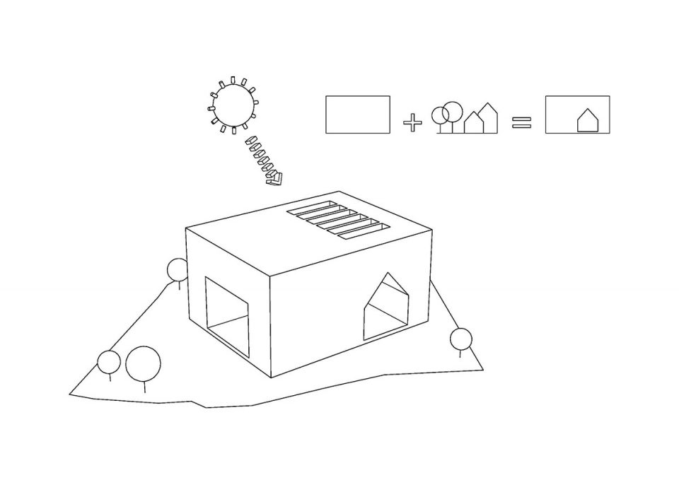 Vernacular Void: Wood Walls Warm Negative Space in Gray Brick Home ...