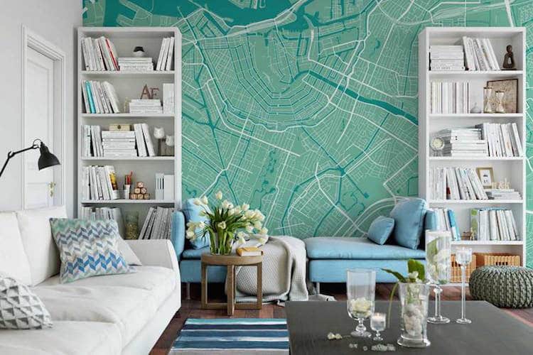 Data as Decor: Custom Map Wallpaper Designed to Suit Any Home Interior ...