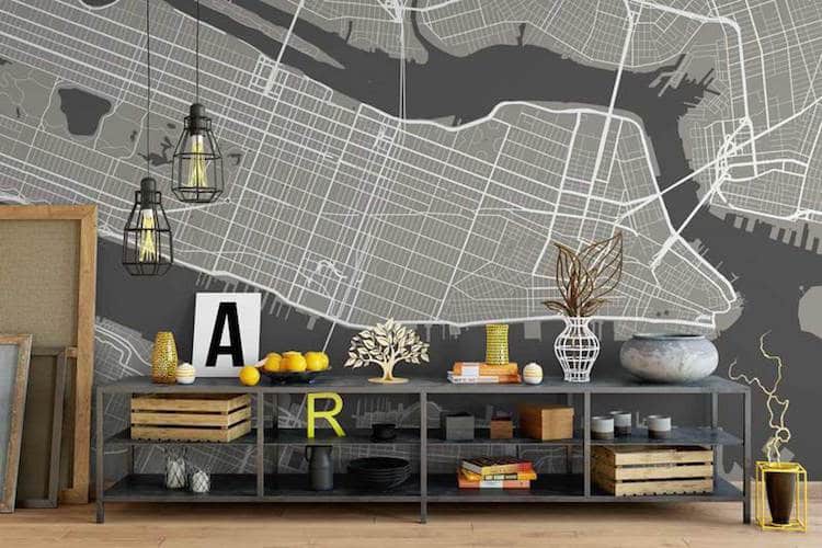 Data as Decor: Custom Map Wallpaper Designed to Suit Any Home Interior ...