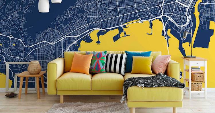 Data as Decor: Custom Map Wallpaper Designed to Suit Any Home Interior ...