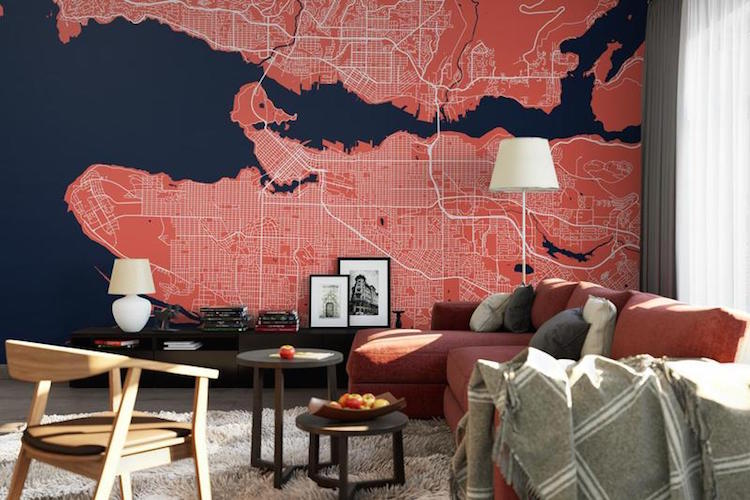 Data as Decor: Custom Map Wallpaper Designed to Suit Any Home Interior ...