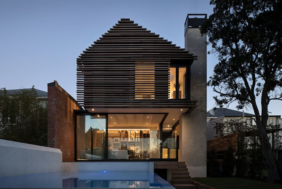 Operable Facade: Front Wall & Windows Conceal Hidden Garage Door & Lift ...