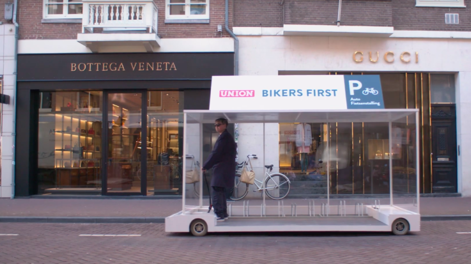 Bikers First: Mobile Pop-Up Bicycle Parking Shed Wanders Amsterdam ...
